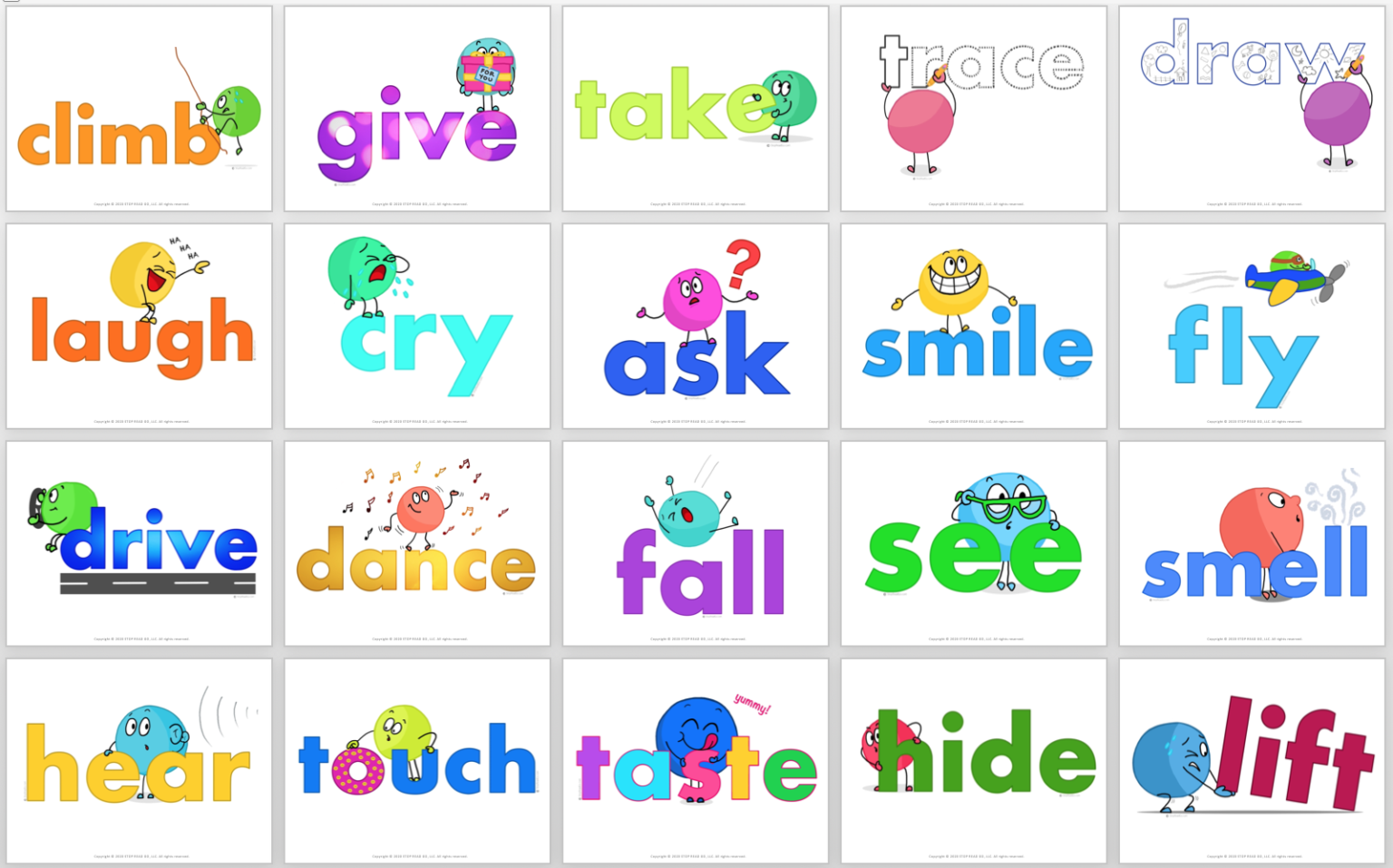 FREE Action Verbs – Set 2 - STOP READ GO